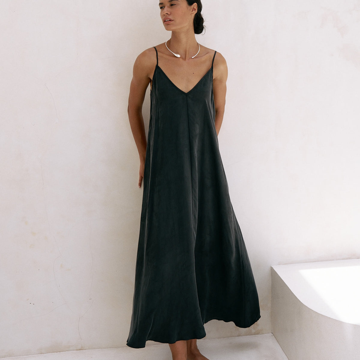 Lucid Flow Maxi Dress - Black | The Handloom