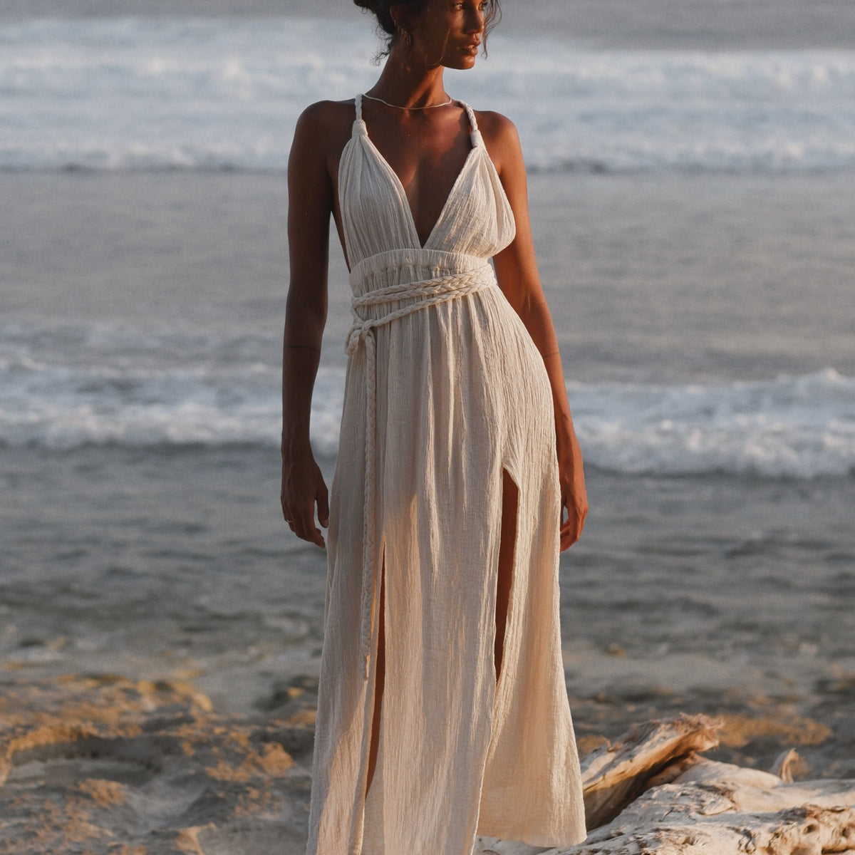 Natural Braided Strap Maxi Dress – Cotton | The Handloom